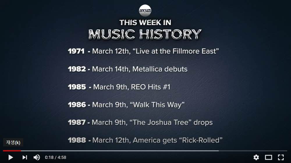 SOUND 인터넷음악방송, 유튜브방송 - This Week in Music History @AXS TV